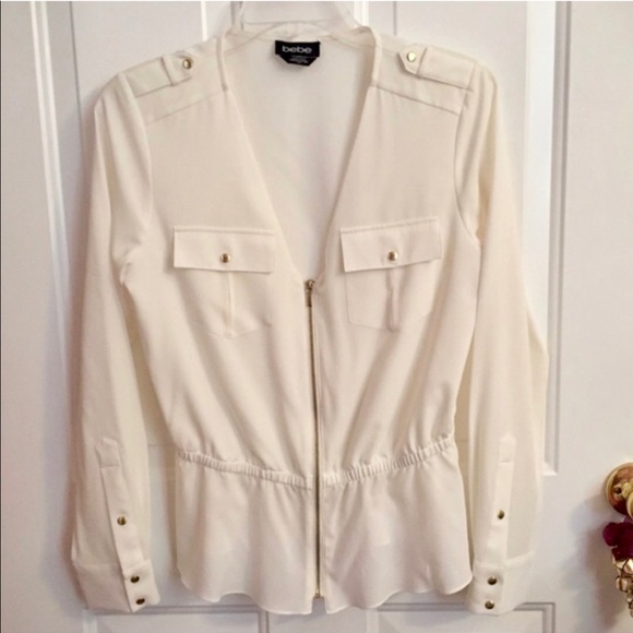 bebe | Tops | Beautiful Bebe Blouse With Gold Accents S | Poshmark